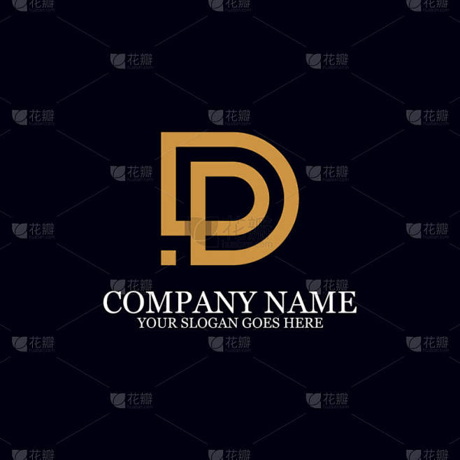 字母 Dd 单字标志灵感， 伟大的标志标记