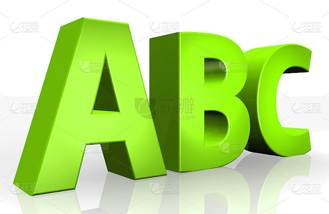 3D abc文本在白色背景