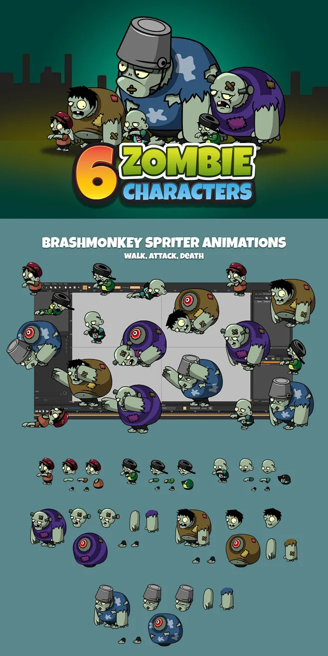 Zombie Character Sprite Set 下载 - CraftPix.net-花瓣网