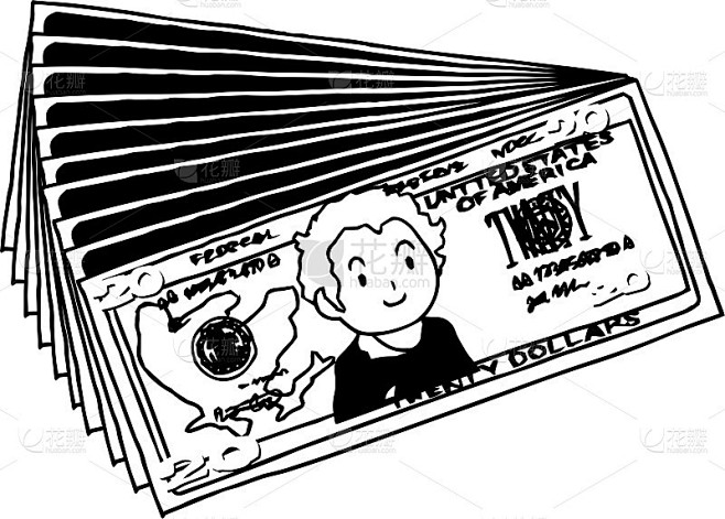 Bunch of Cute hand-painted 20 US dollar banknote o