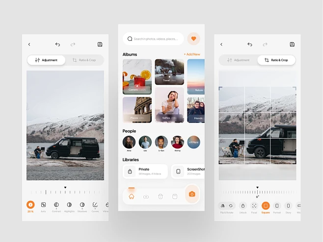 Photo Gallery App - Light Mode by Ho3ein for Pela Design on Dribbble-花瓣网