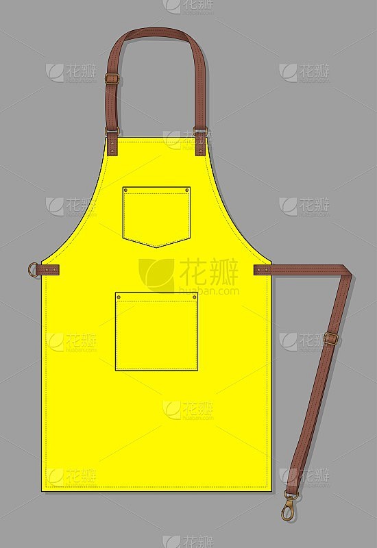 Yellow Apron Design With Leather Adjustable Strap