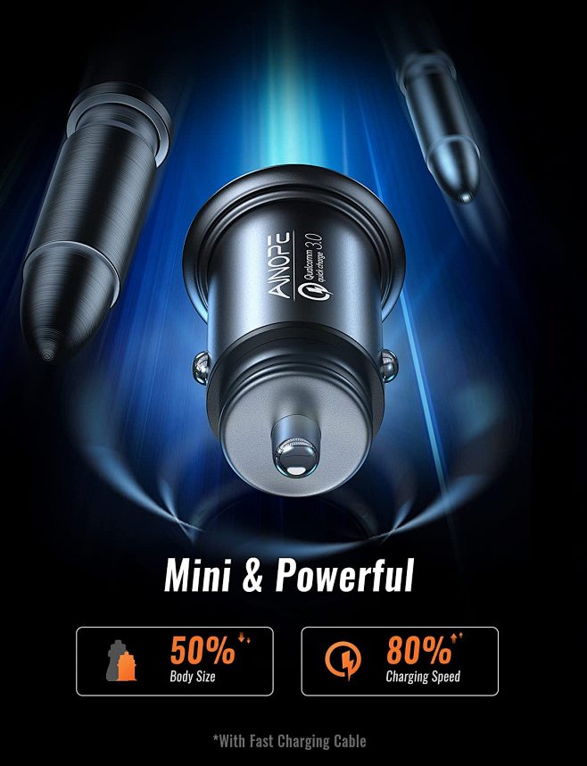 Amazon.com: USB Car Charger Fast Charge[Dual QC3.0/Black/All Metal] 36W ...