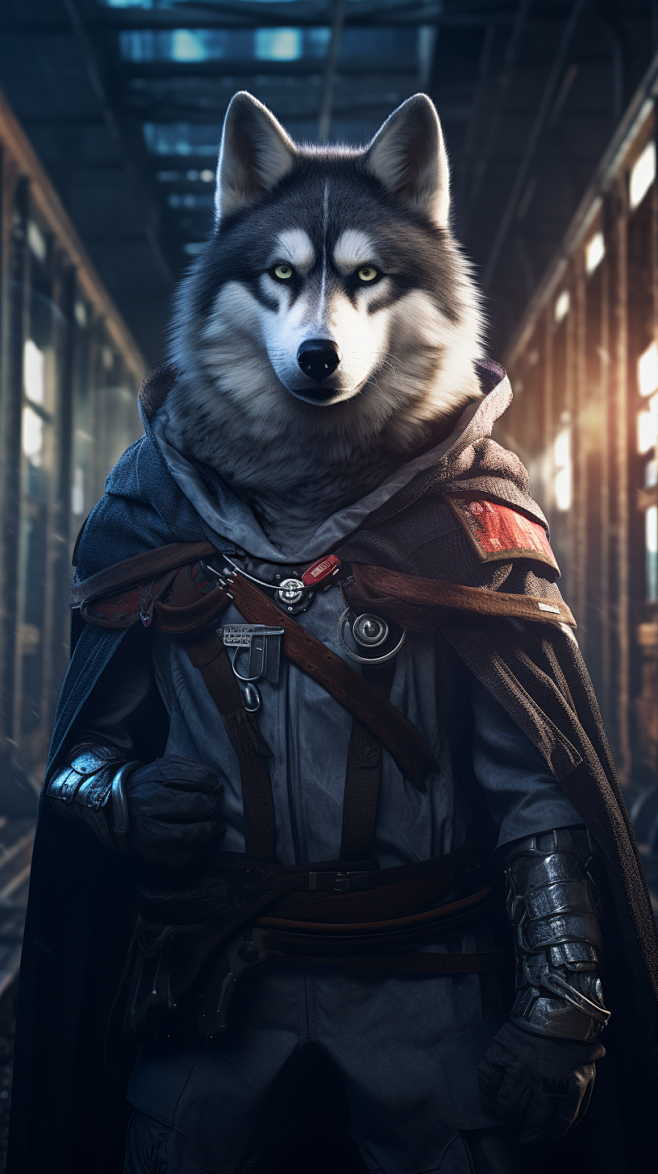 Siberian Husky, anthropomorphic, cute, cape, subway,League of legends ...
