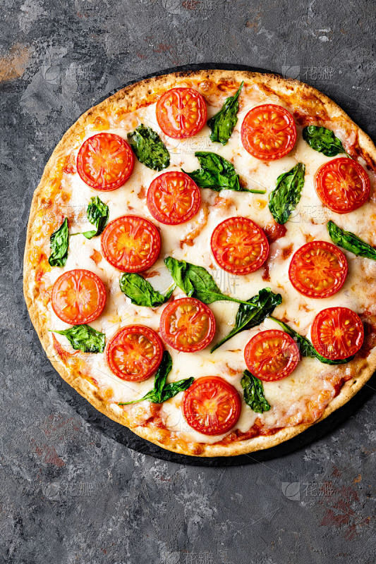 传统,配方,罗勒,西红柿,玛格丽特,意大利食品,比萨饼,莫扎瑞拉奶酪,简单,蔬菜