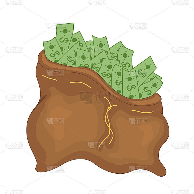 Money bag icon, moneybag flat simple cartoon illus