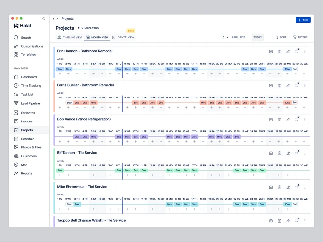 Software UI UX Design for Project Managers. This is a month view of ...