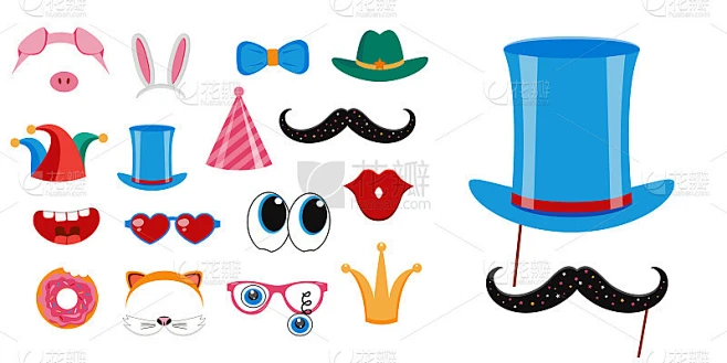 Photo booth, scrapbooking props icon set vector il素材-花瓣网