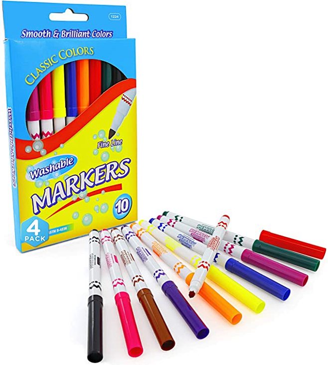 Emraw 10 Color Value Pack Washable Markers, Super conical Tip Marker Pen Assorted Colors ...