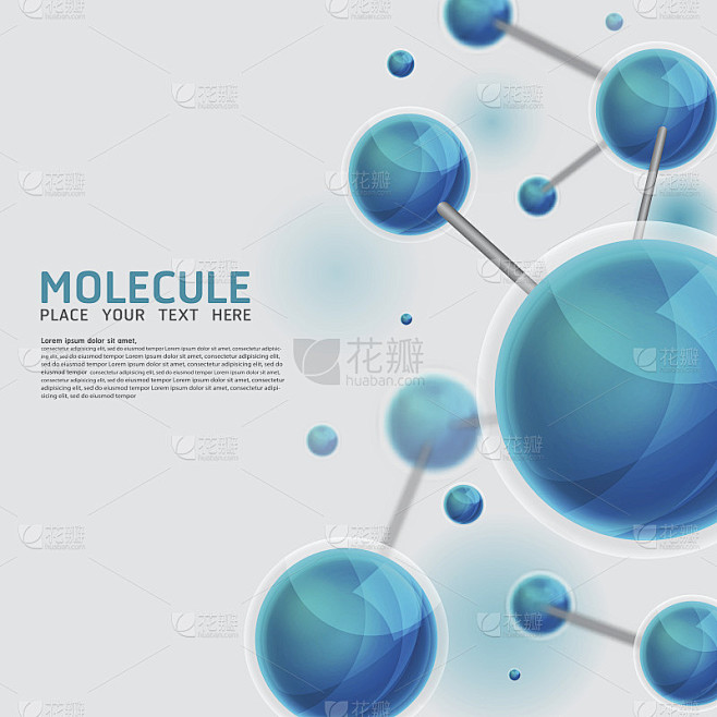 抽象的分子设计。载体医学科学原子和生物细胞