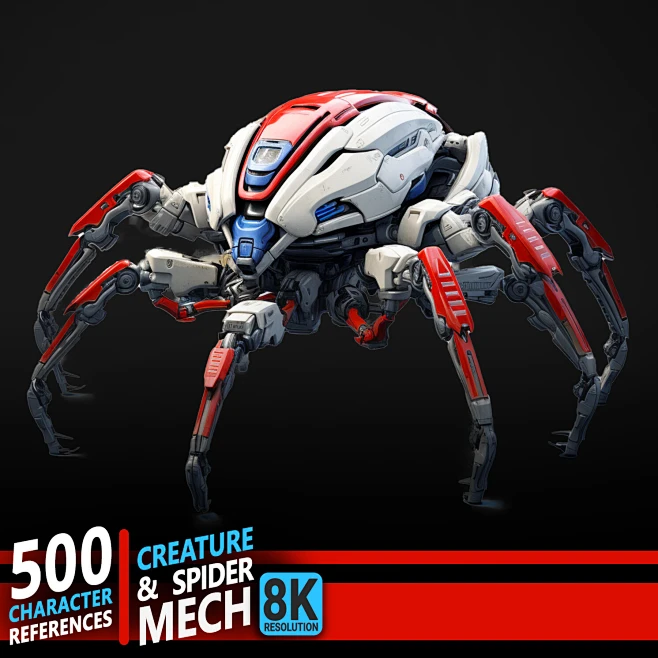 500 Creature & Spider Mech - Character References | 8K Resolution-花瓣网