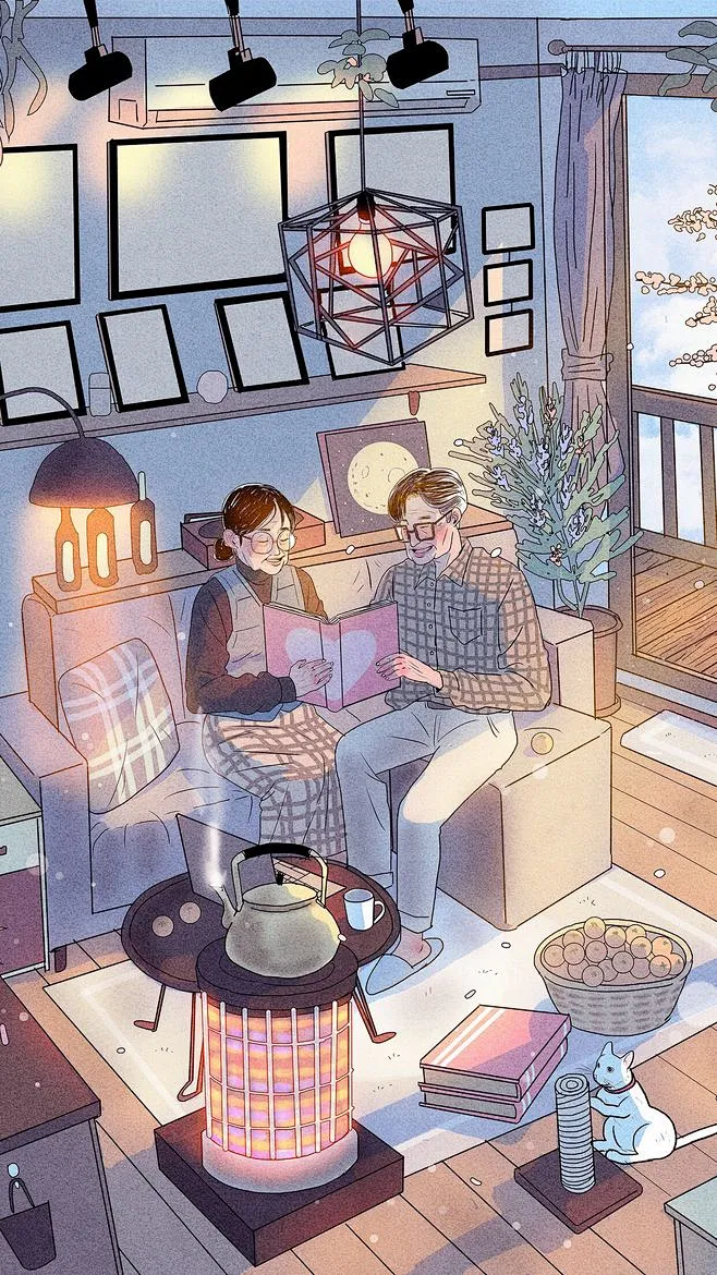【韩国画师myeong-minho情侣插画作品】-花瓣网
