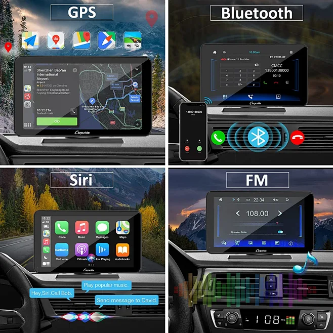 CARPURIDE Car Audio Receiver, Wireless Apple Carplay and Android Auto ...