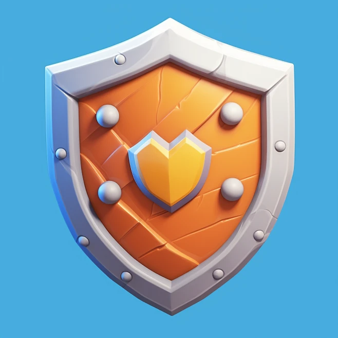 a new cute shield in game,simple,icon,cartoon style,front,3d,blender-花瓣网