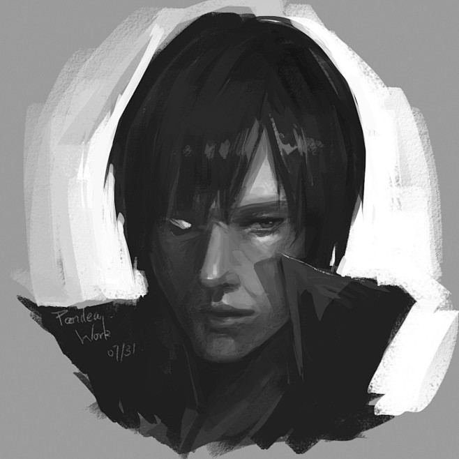 2017073103#素描#黑白原画#头像#练习#Pandea_work#