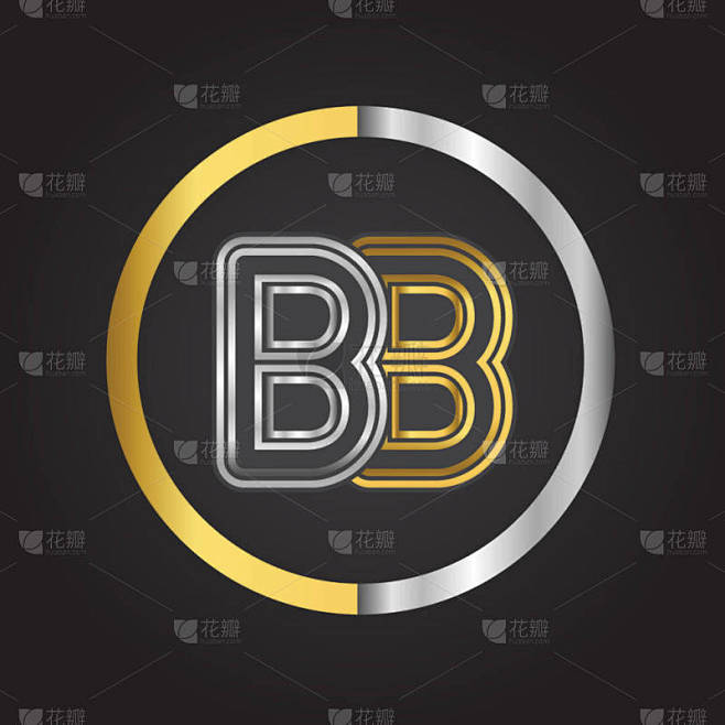 Bb 字母初始徽标标识插图