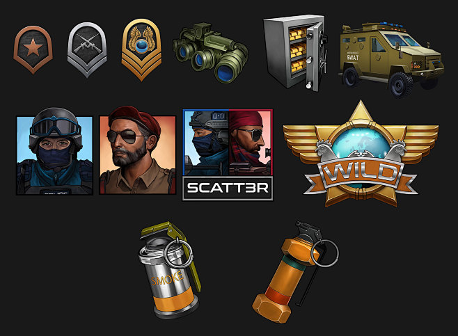 Tactical Force : Slot game design and art direction with a FPS theme