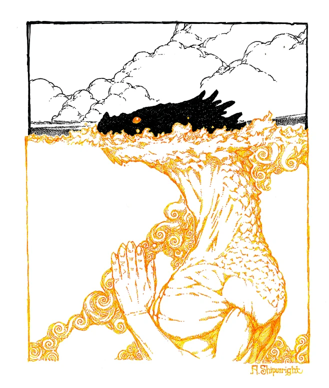 The fire-drakes, too, yearned for the true dragon— within the sea of ...