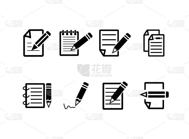 Write a Note Icons - Black Set