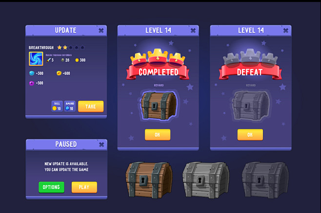 By Evgen Chekrigin---from Behance https://www.behance.net/gallery/61849141/mobile-game-ui 花瓣http ...