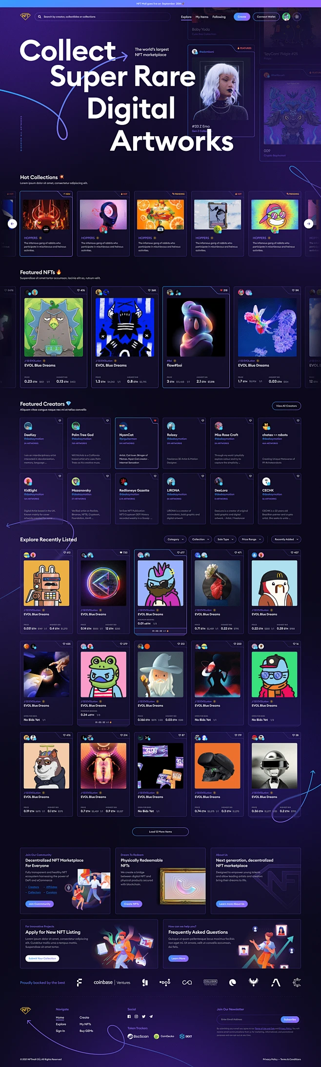 landing page nft nft marketplace ui design UI/UX user interface Web ...
