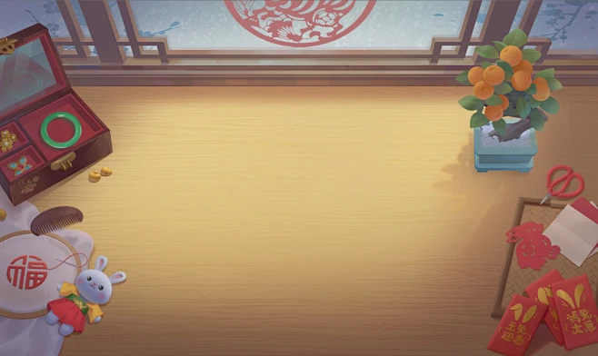 Chess and Card - Dou Di Zhu - Chinese New Year Card Table（棋牌-斗地主-新春牌桌）-花瓣网