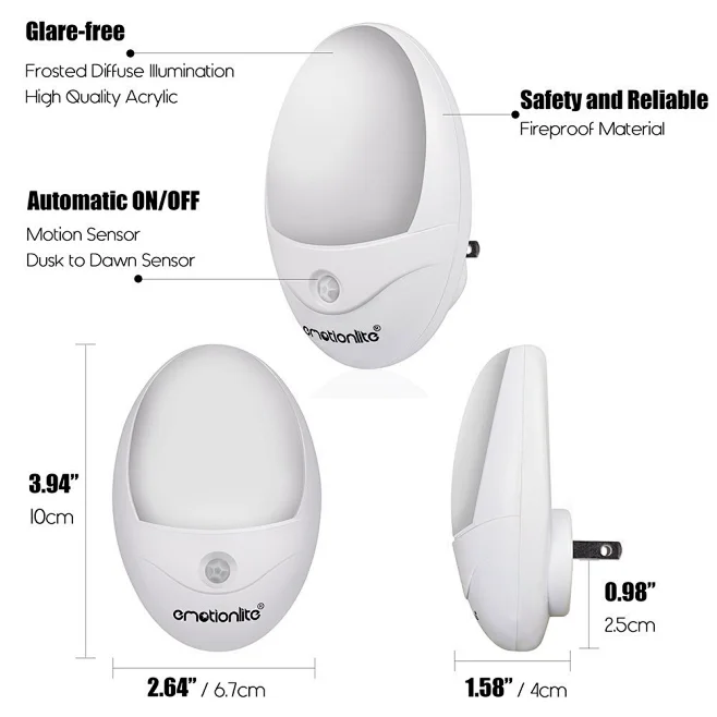 LED Motion Sensor Light, Emotionlite Plug in Motion Activated Night ...
