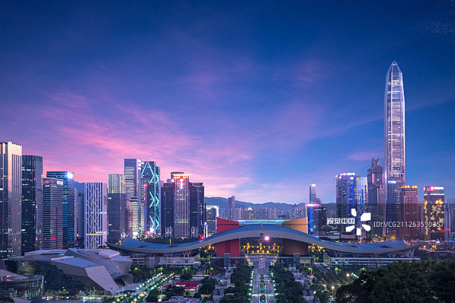 深圳市福田中心区夜景正版图片素材