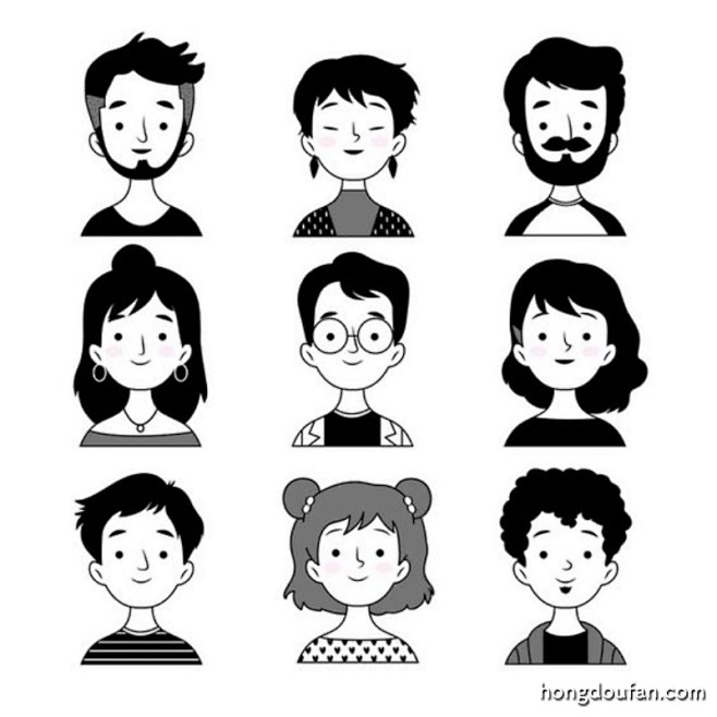 17张不同风格的100+人物头像卡通简笔画！-红豆饭小学生简笔画大全