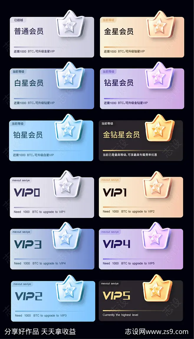 金融VIP会员等级卡片-源文件-志设网-zs9.com-花瓣网