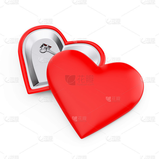 红心徽章，3d渲染