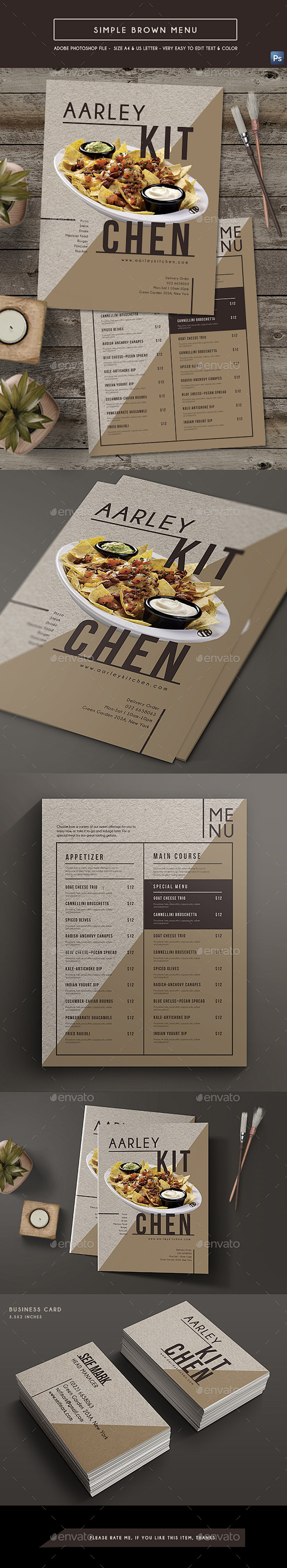 Simple Brown Menu - Food Menus Print TemplatesSimple Brown Menu - Food ...