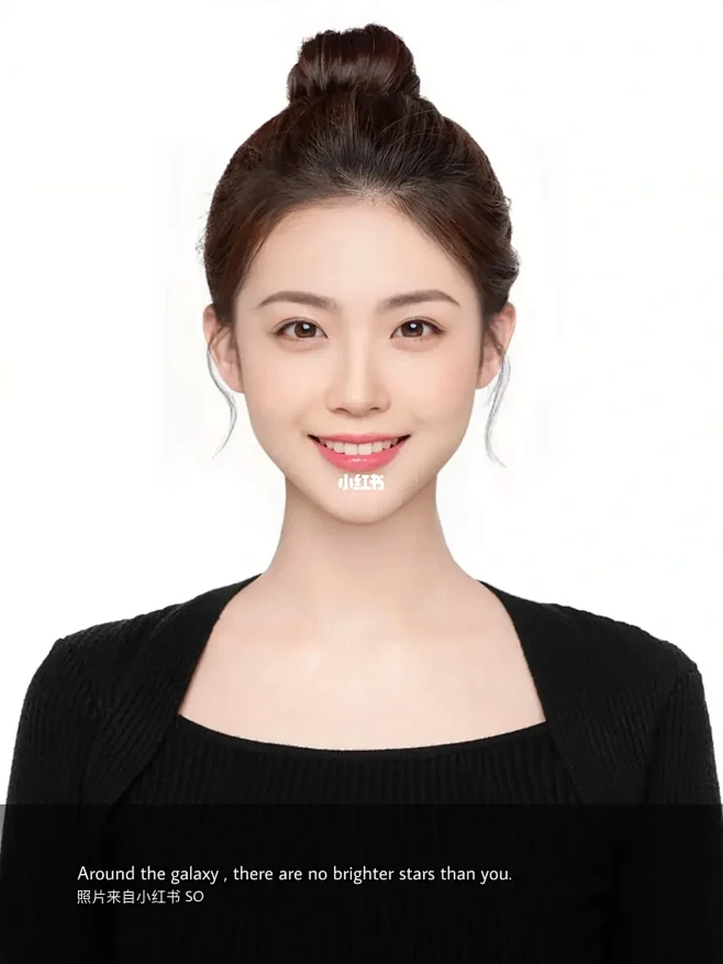 简洁干净又端庄的丸子头证件照-花瓣网