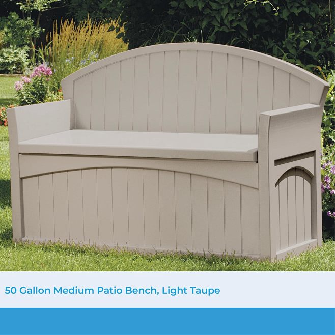 Amazon.com: Suncast 50 Gallon Patio Bench with Storage - Decorative ...