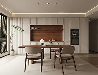 侘寂风餐厅 中古餐厅 餐桌椅3D模型-花瓣网