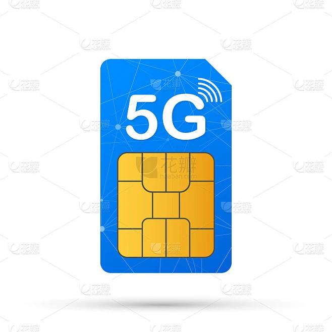 5 g的Sim卡。移动通信技术的标志。矢量插图。素材-花瓣网