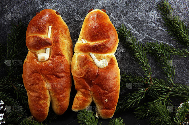 stutenkerl或weckmann。烘烤的传统德国糕点。