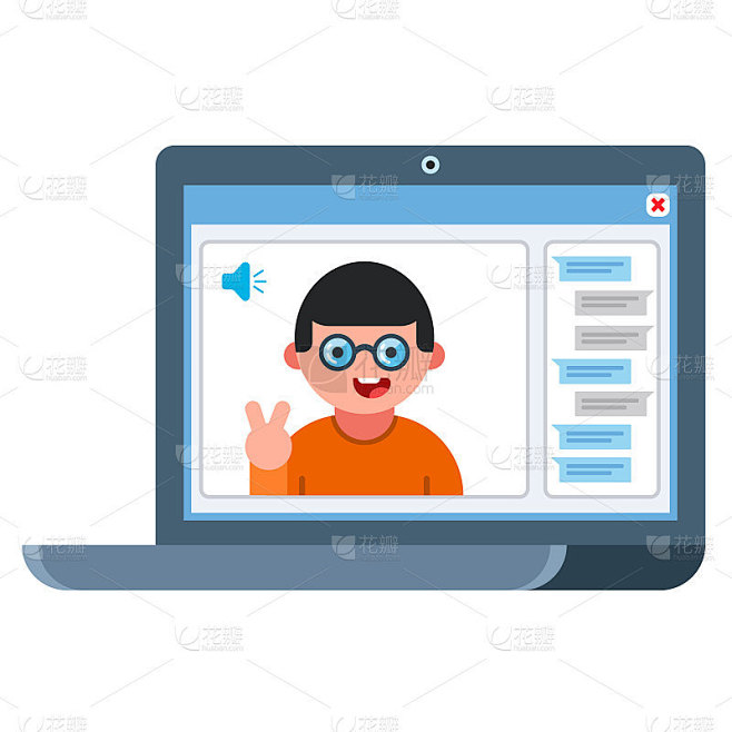 video link with a friend. online conversation with