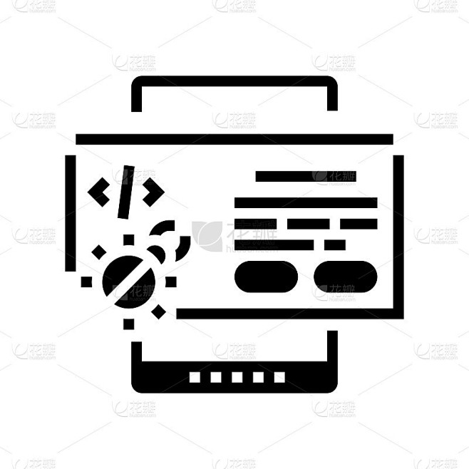 平板电脑调试字形图标矢量插图