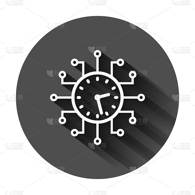 Real time icon in flat style. Clock vector illustr