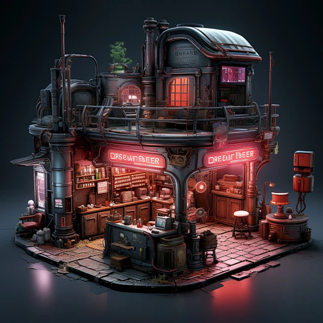 Isometric Blender 3D model-花瓣网