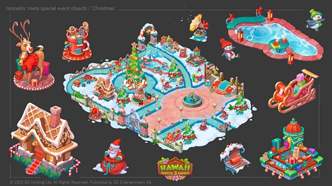 Isometric event objects concept-花瓣网