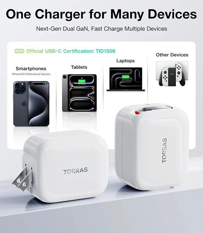Amazon.com: TORRAS FlexLine 40W Dual-Port USB C Charger Block with ...