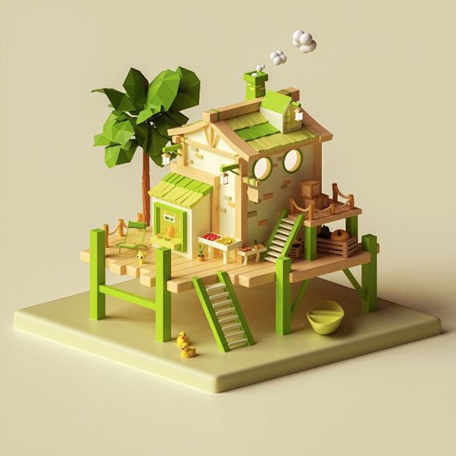 C4D小房子 (3)-花瓣网