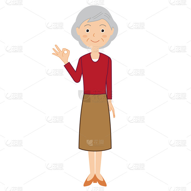 绘画插图,老年女人,仅日本人,一个人,女人,白发,日本人,70到90岁,全身像,仅一个老年女人