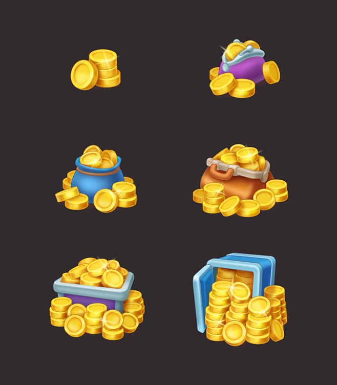 Bank casual chest coin gold Icon money safe treasure UI-花瓣网