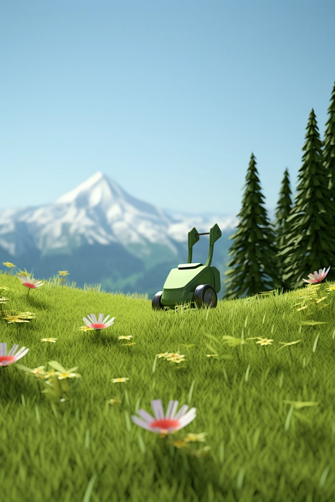 Clean grass, a wide-angle， 3d rendering，Unreal Engine ，octane render ...