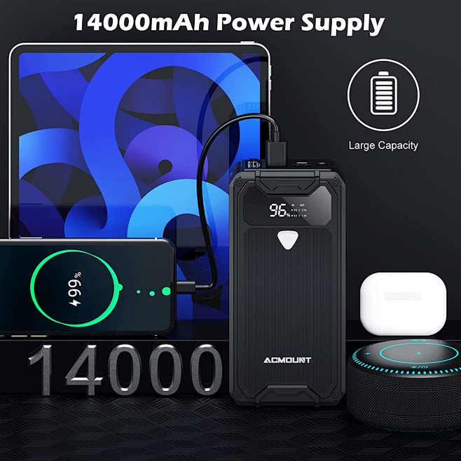 Amazon.com: Car Jump Starter Portable, Acmount 1500A Peak Jump Starter Battery Pack for Up to 7L ...