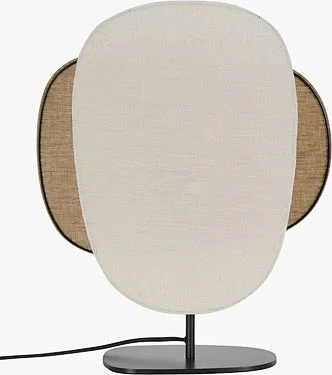 Table lamp 2 screens in birch linen and curry Screen 70's - Market Set ...