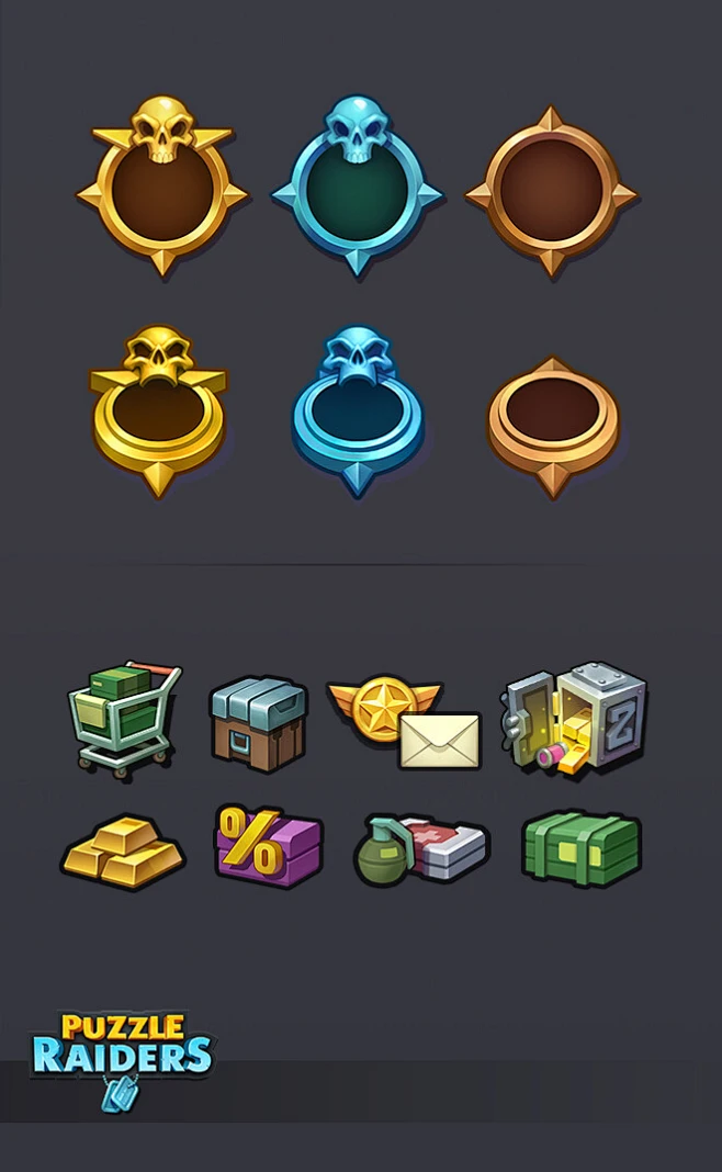 Puzzle Raiders UI Elements, Jay Tea : UI elements for RPG match-3 game ...
